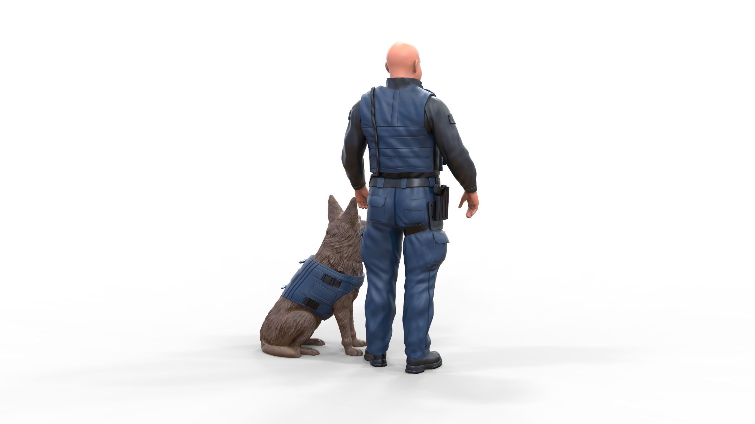 K9 police officer with dog 3D model 3D printable | CGTrader