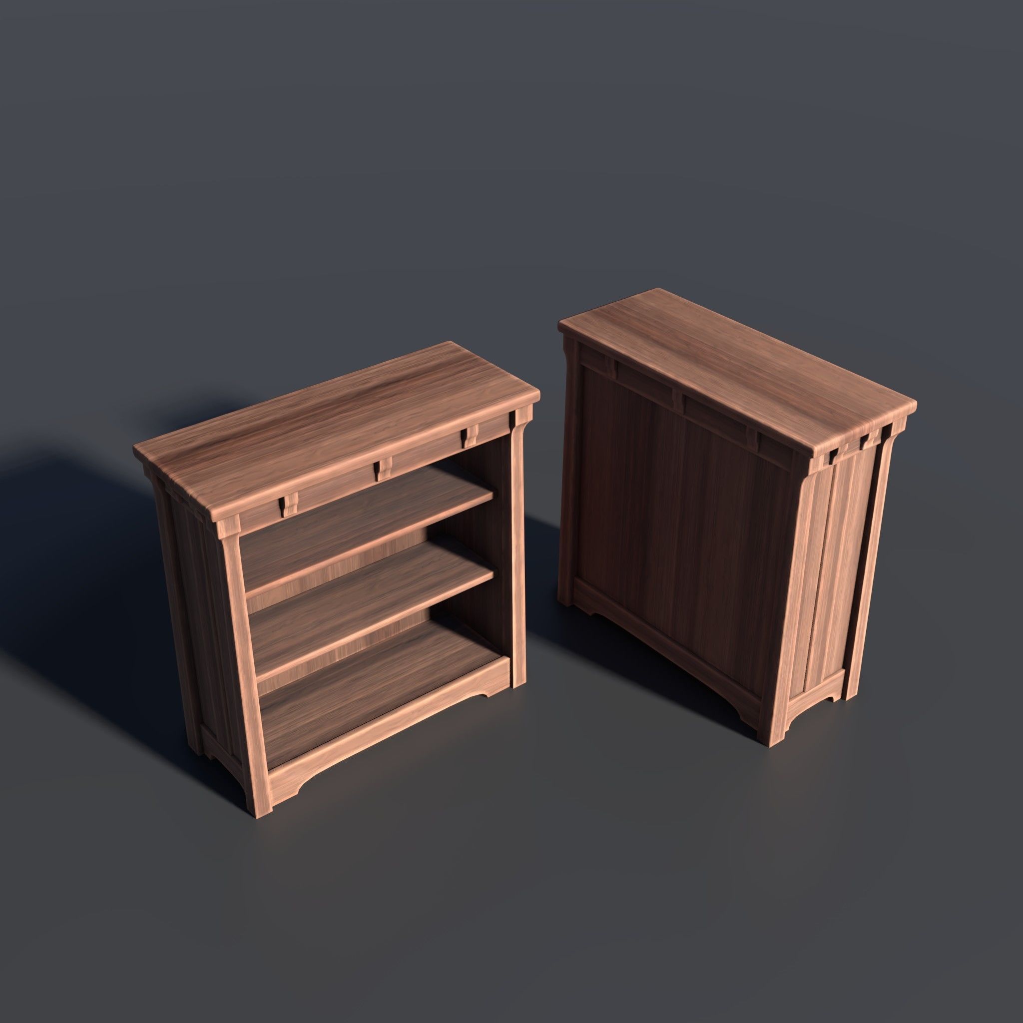3D model Wooden Bookcases VR / AR / low-poly | CGTrader