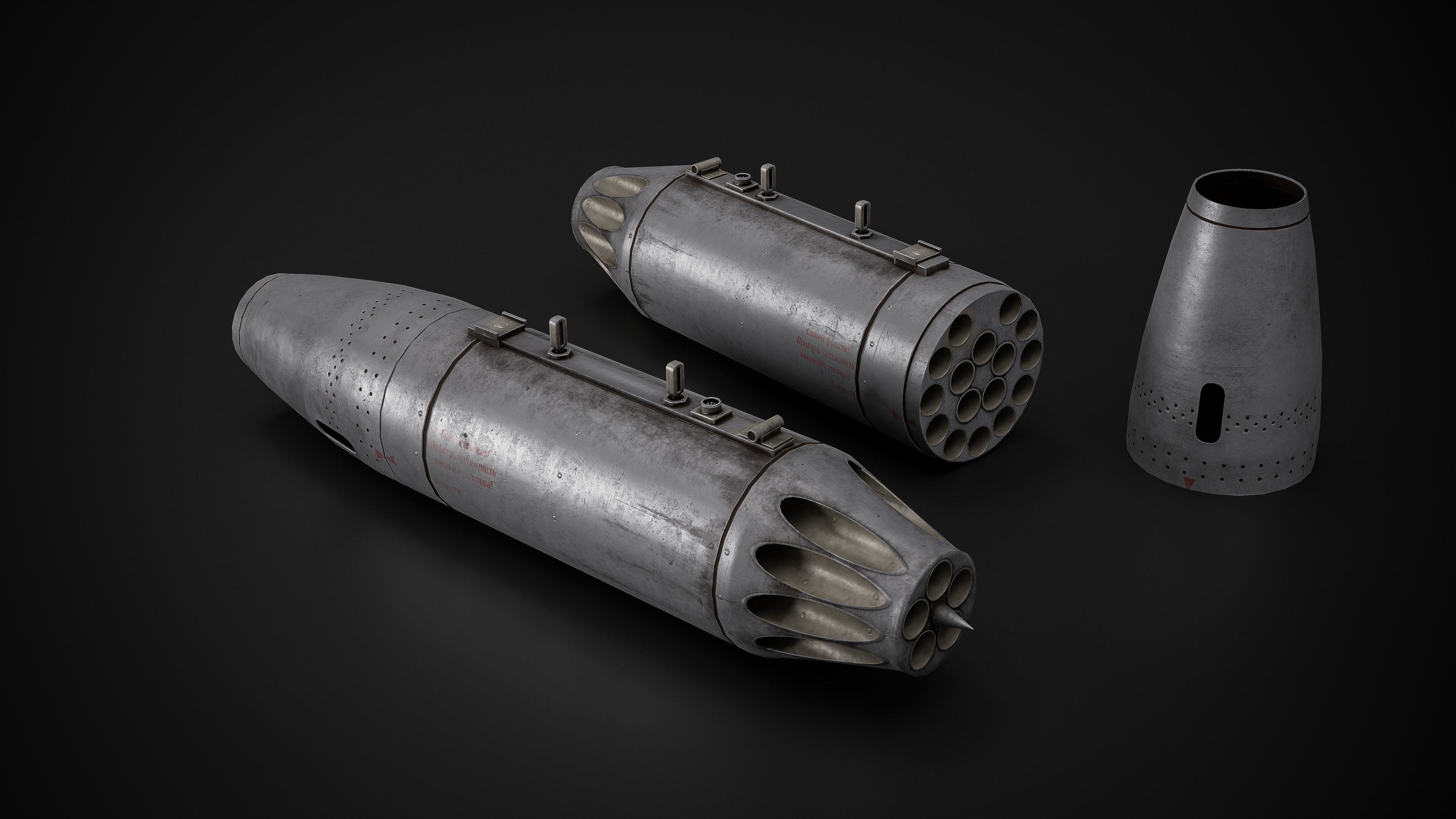 3D model Game ready model of UB-16-57 unguided missile rockets launcher ...