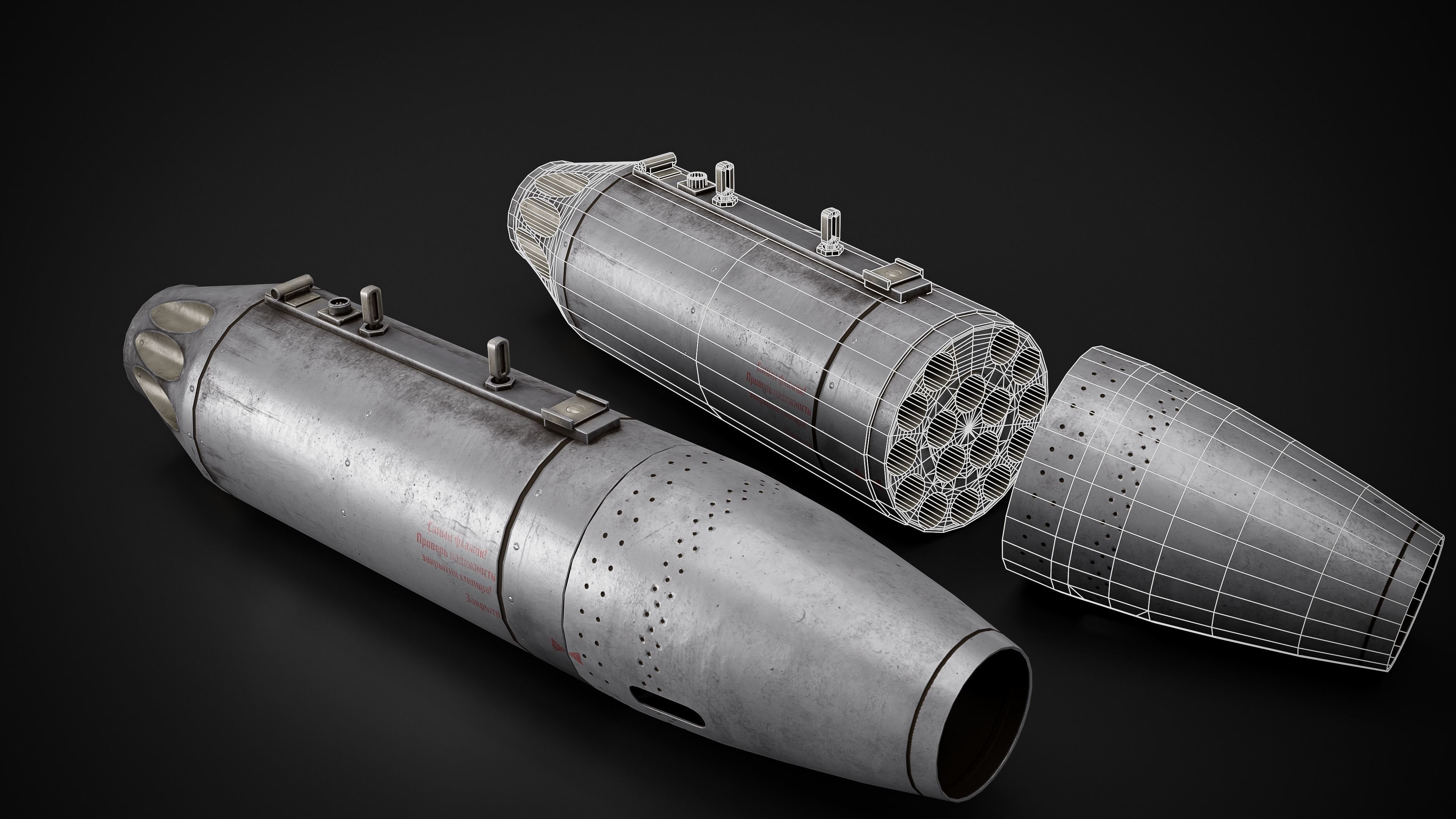 3D model Game ready model of UB-16-57 unguided missile rockets launcher ...