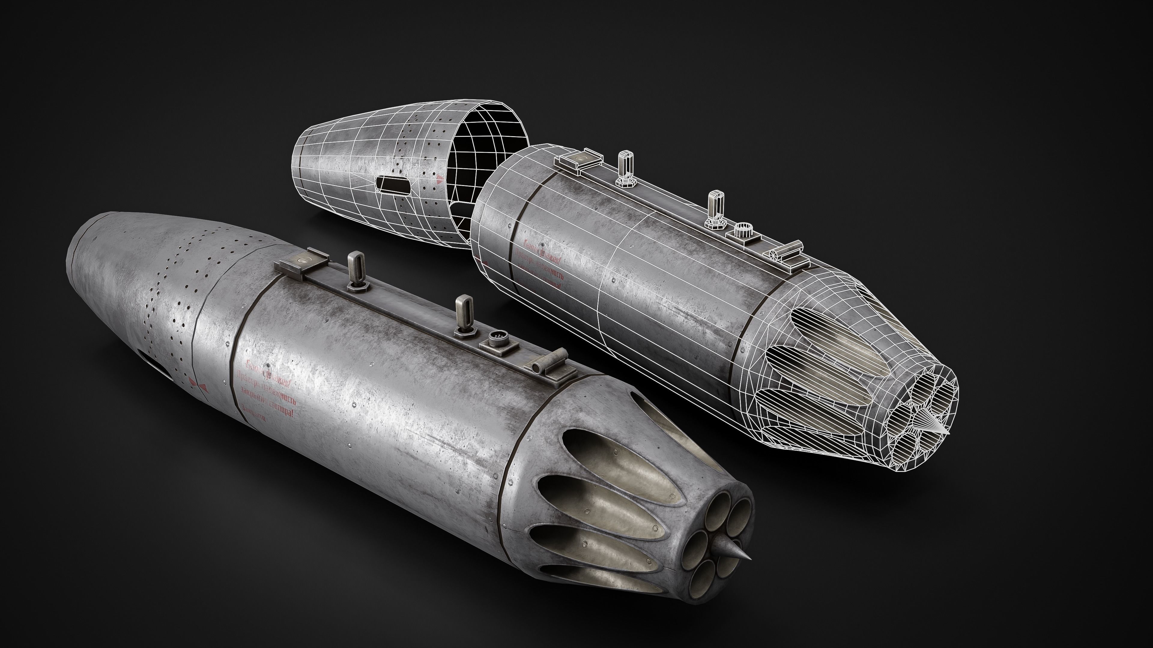 3D model Game ready model of UB-16-57 unguided missile rockets launcher ...