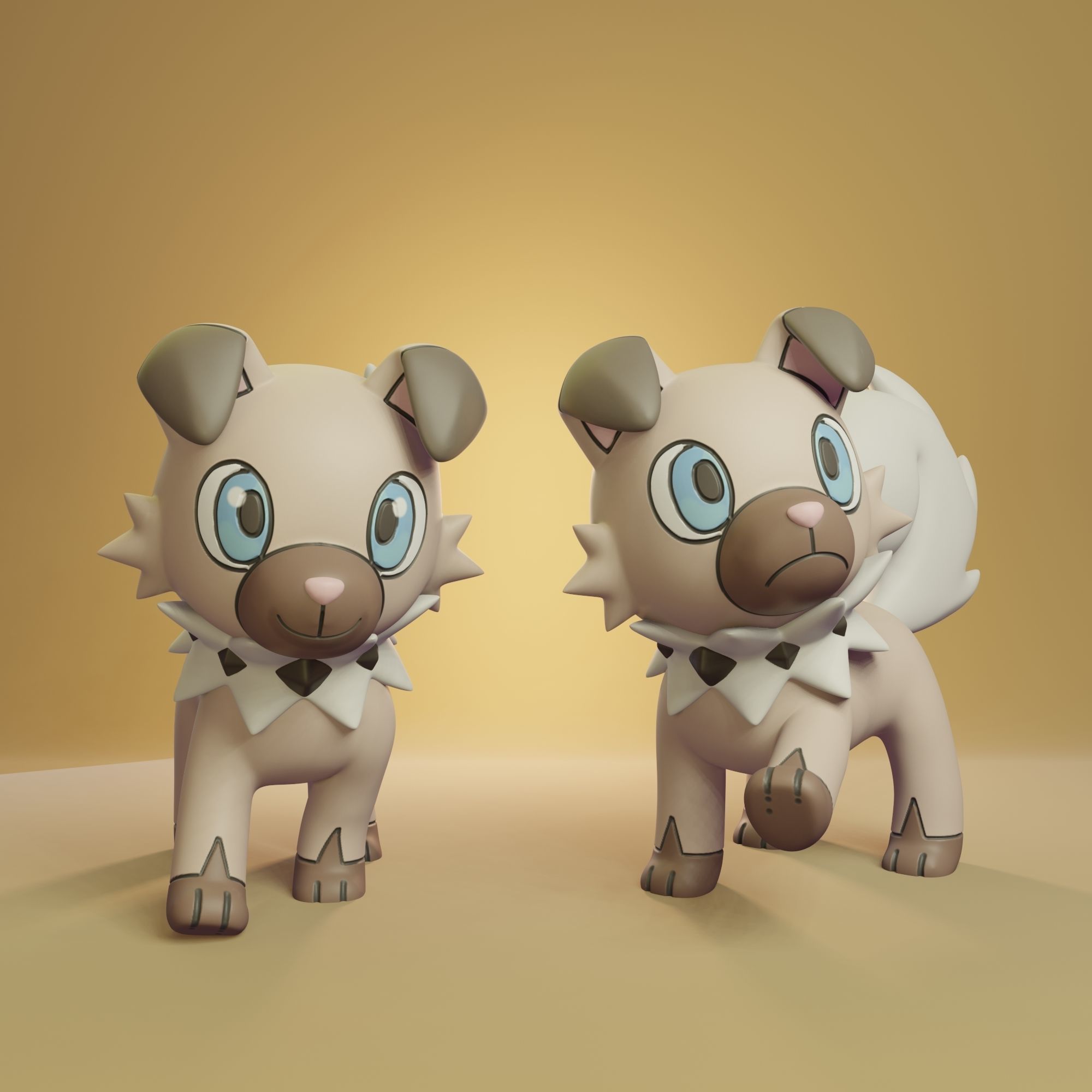 Pokemon - Rockruff with 2 poses 3D model 3D printable | CGTrader