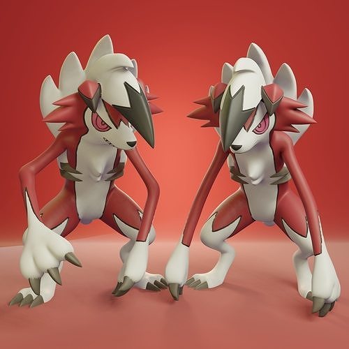 Pokemon - Lycanroc Midnight with 2 poses 3D model 3D printable | CGTrader