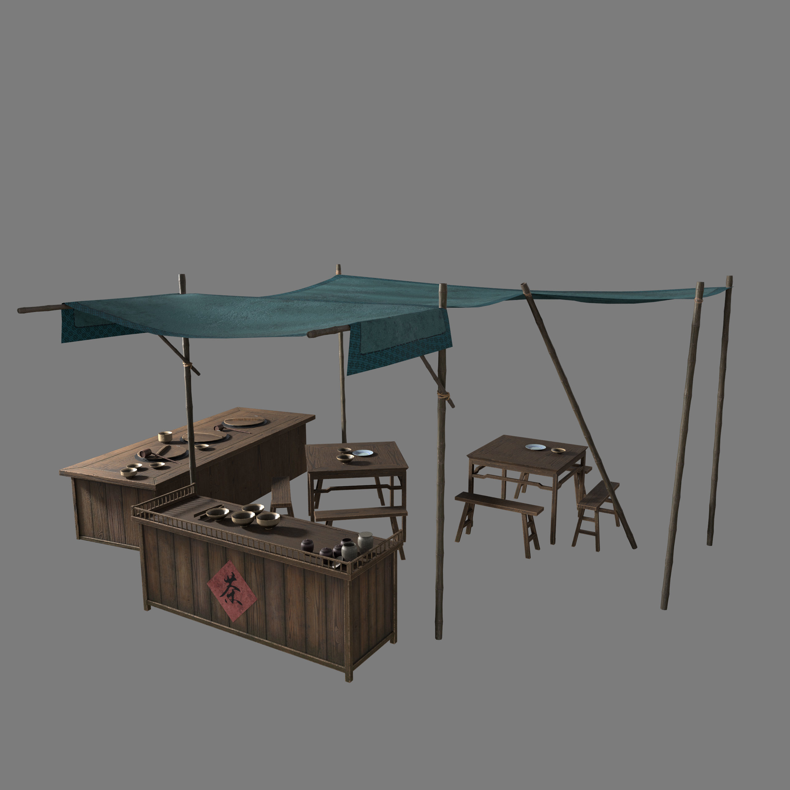 Ancient Tea Stall 3D model | CGTrader