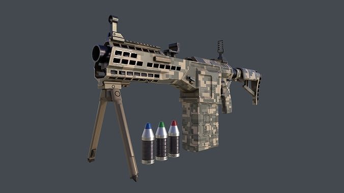 3D model Automatic Grenade Launcher Savan Caliber 32mm Pixel VR / AR ...