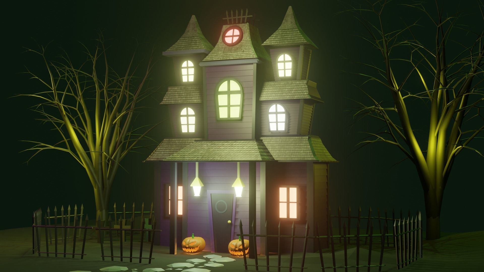 3D model Halloween Haunted House Spooky Low Poly Model 3D model VR / AR ...