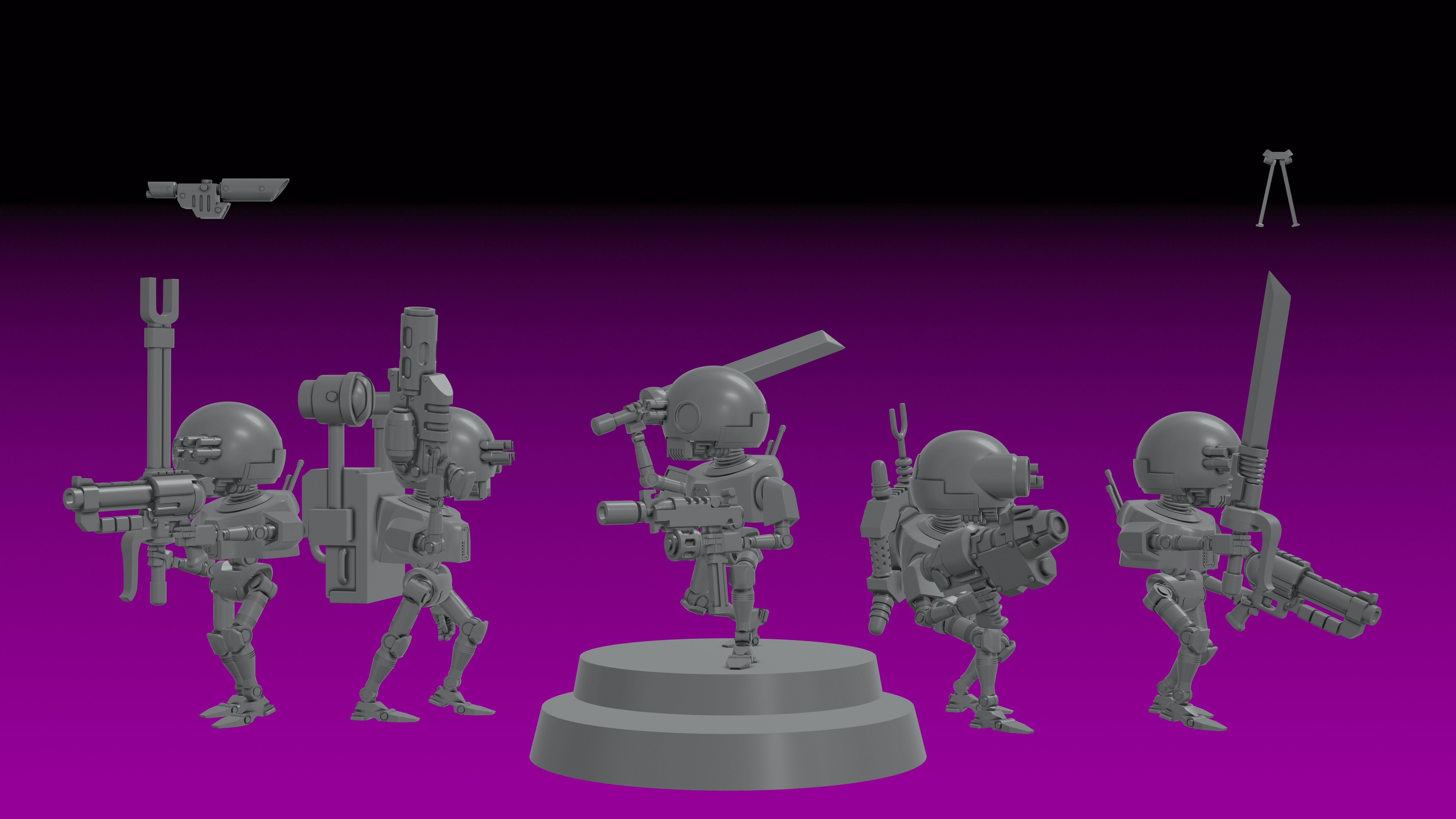 ENGINE CULT SERVOCORES - ASSISTANT DROID SQUAD -MONOPOSE- 28mm 3D model ...