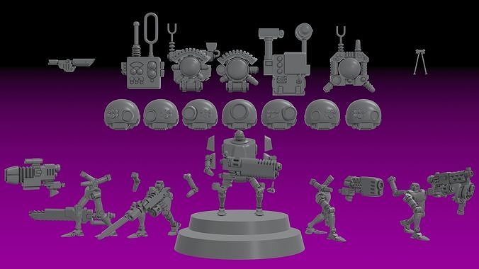 ENGINE CULT SERVOCORES - ASSISTANT DROID SQUAD -IN PARTS- 28mm 3D model ...