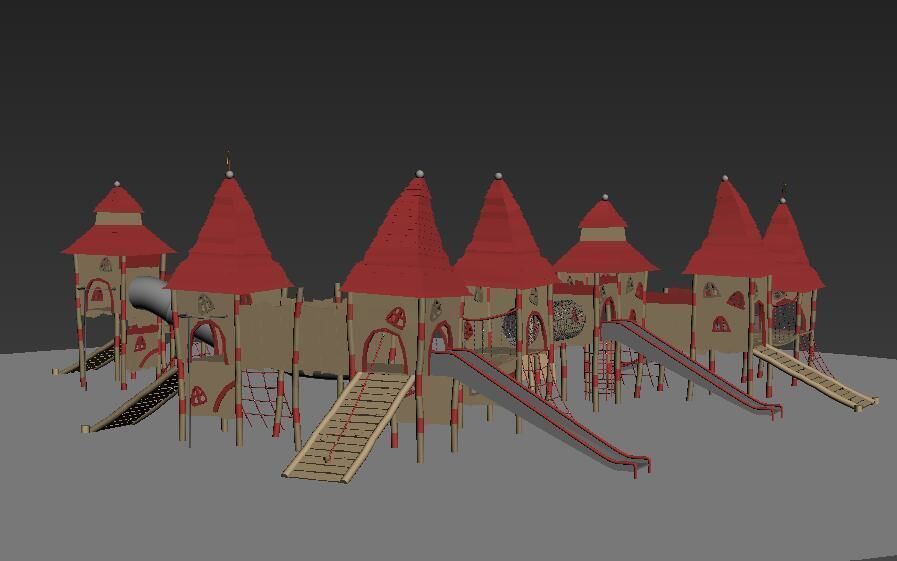 Forest castle wooden playground set 3D model | CGTrader