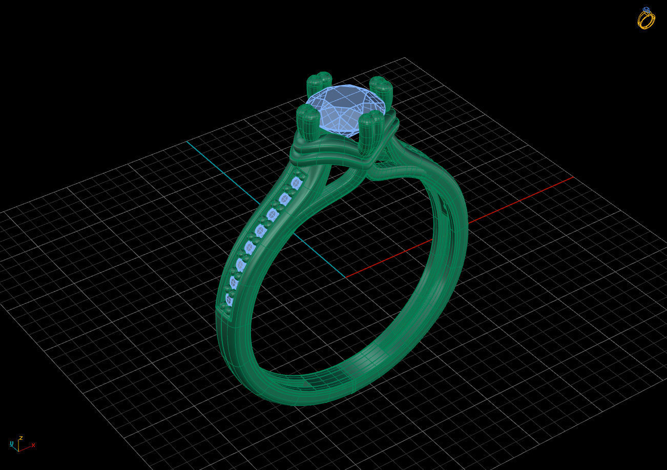 Women Ring New STL 3DM 5mm-1-10mm stone sizes weight in details 3D ...