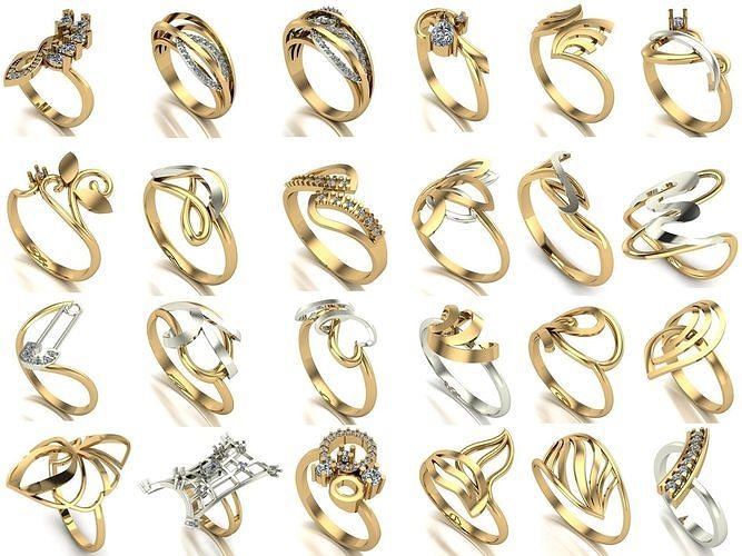 A set of 24 designed rings ready for manufacturing 3D model 3D ...