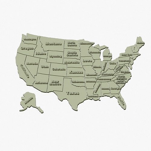 USA map 3D model 3D printable | CGTrader