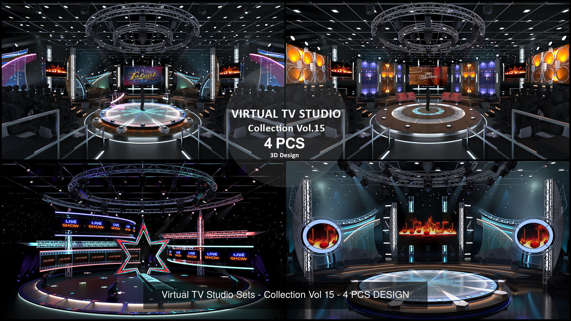 Virtual TV Studio Sets - Collection Vol 16 - 9 PCS DESIGN | CGTrader