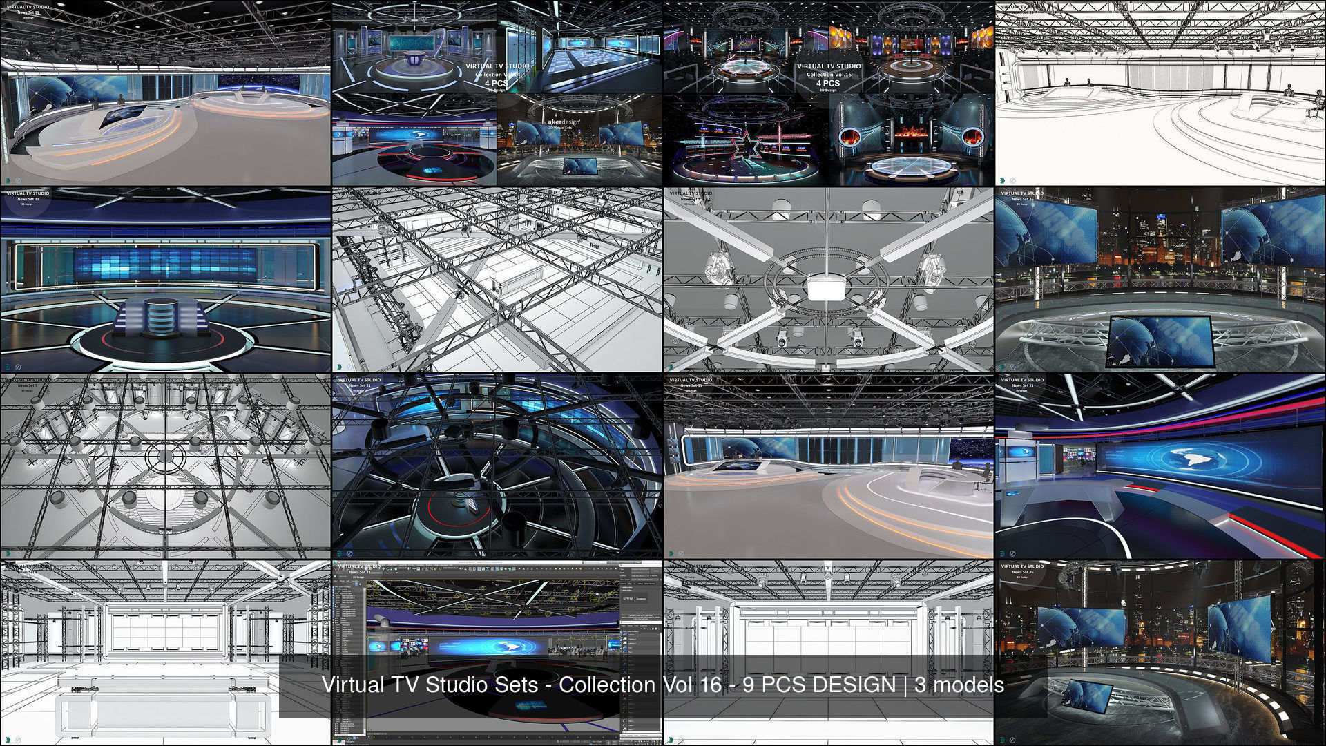 Virtual TV Studio Sets - Collection Vol 16 - 9 PCS DESIGN | CGTrader