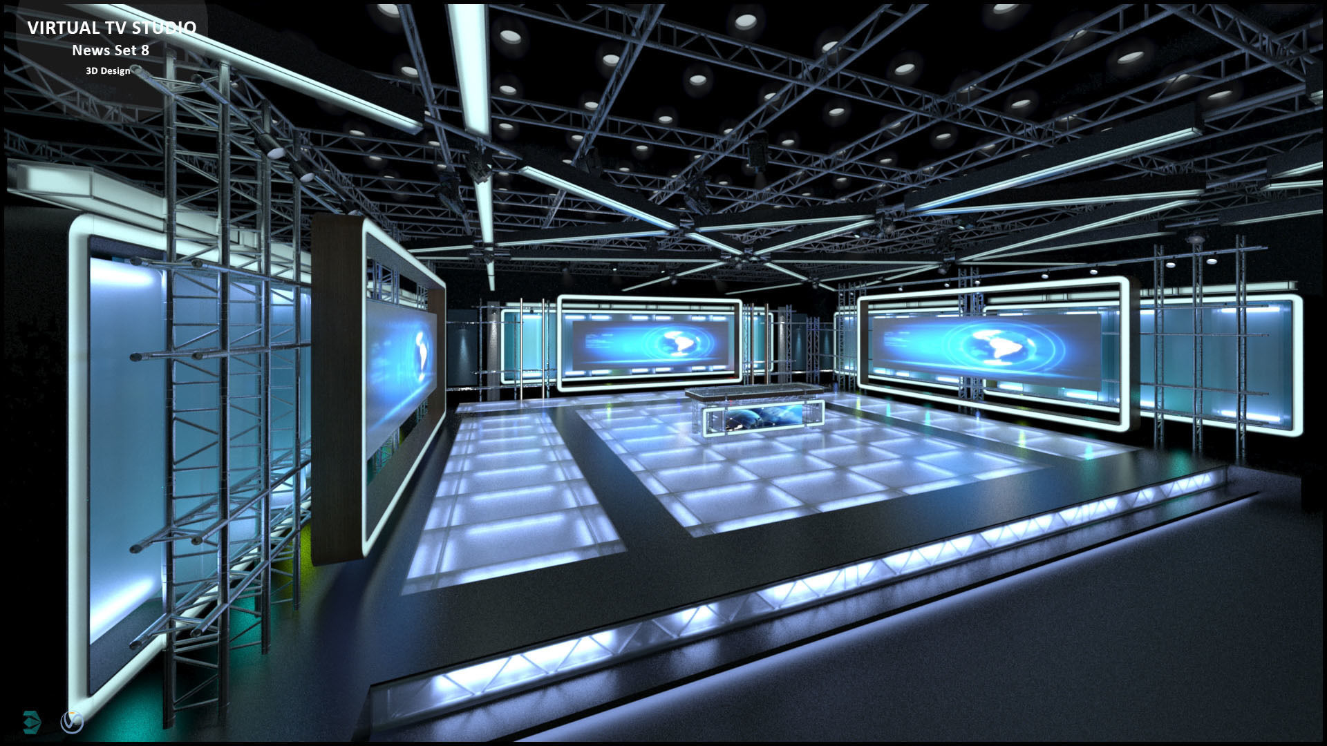 Virtual TV Studio Sets - Collection Vol 16 - 9 PCS DESIGN | CGTrader