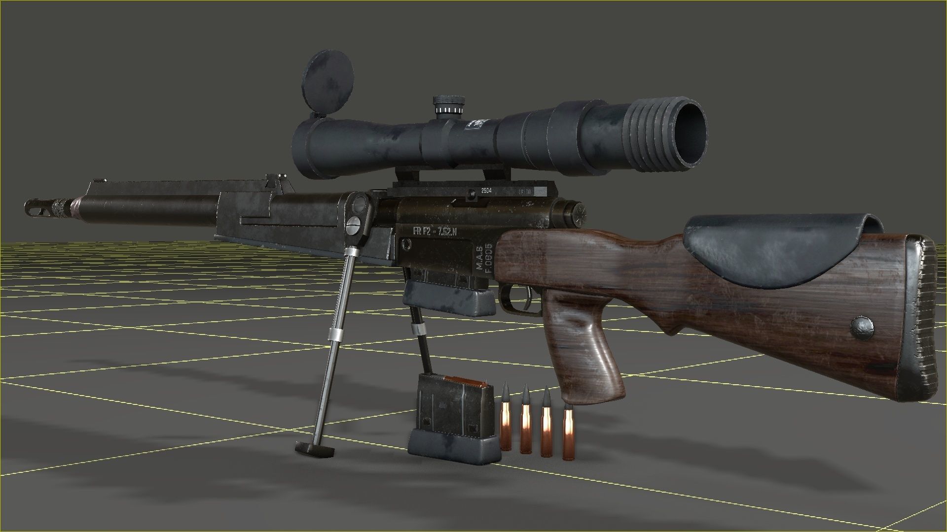 3D model FR-F2 Sniper Rifle - used VR / AR / low-poly | CGTrader
