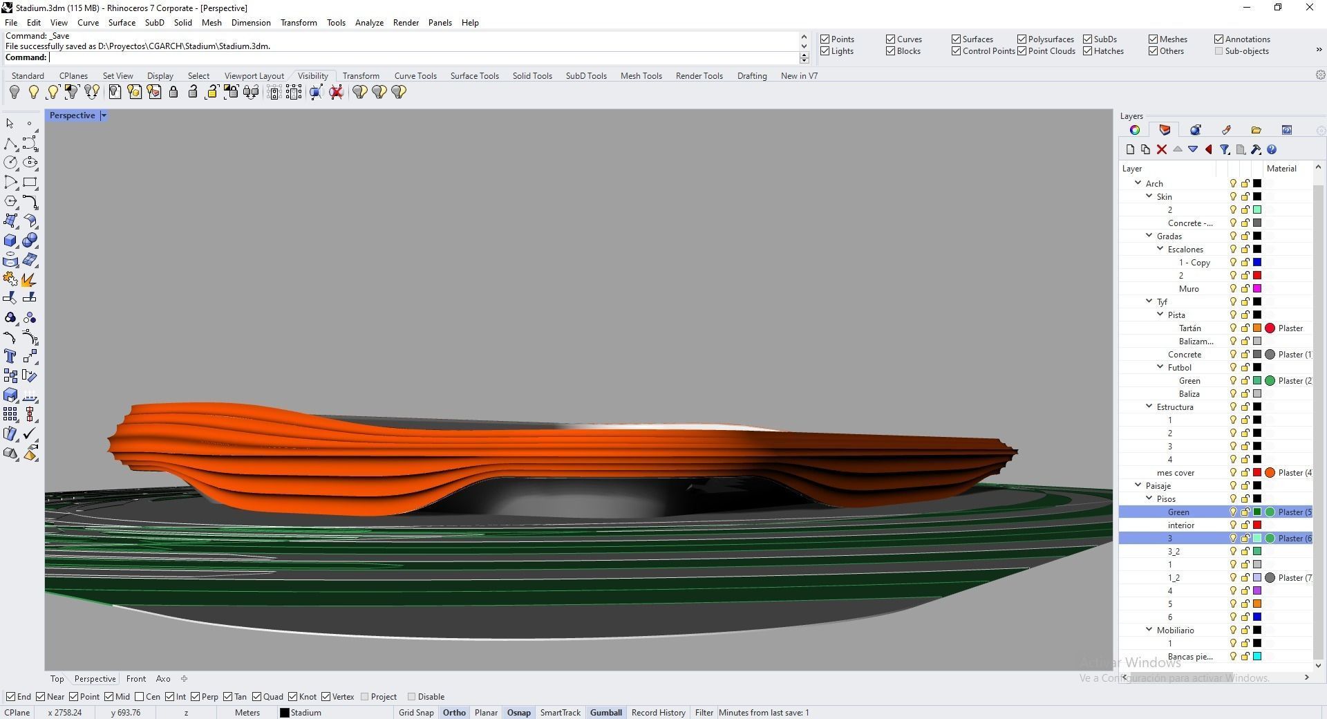 Stadium table with lights 3D model | CGTrader