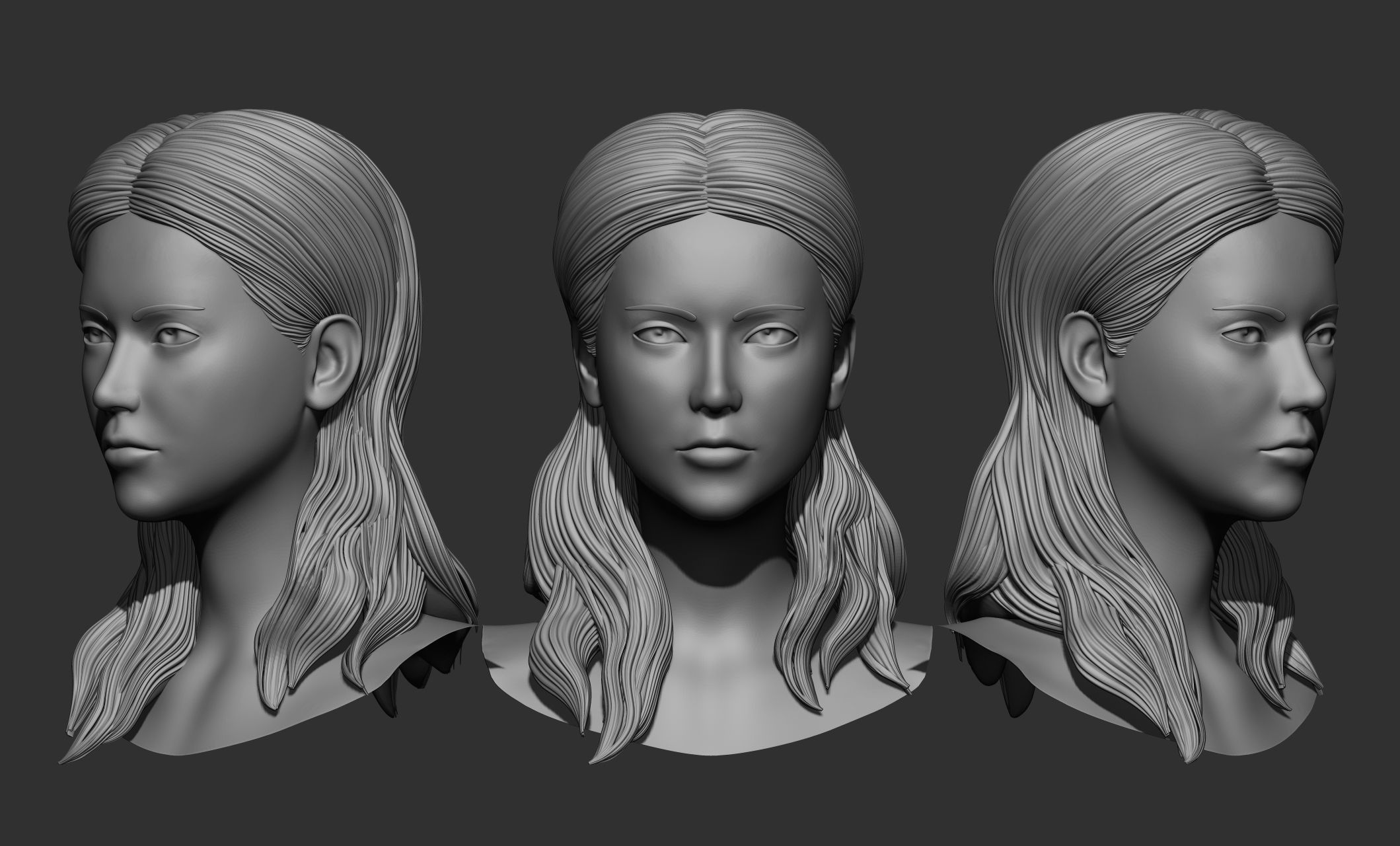 28 Female hair 3D model | CGTrader