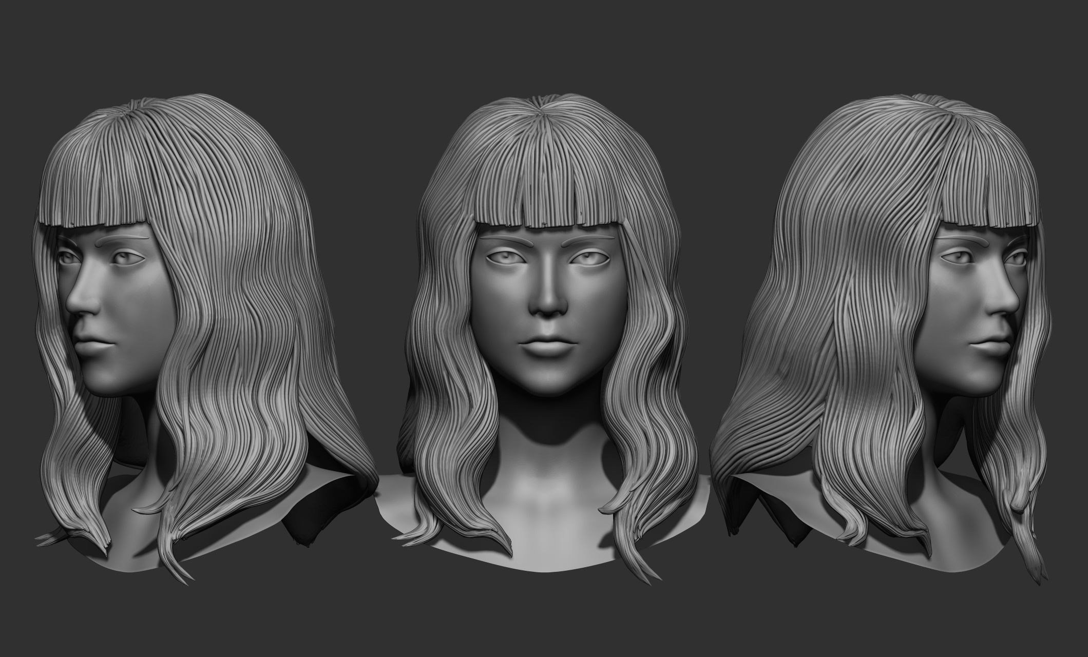 28 Female hair 3D model | CGTrader