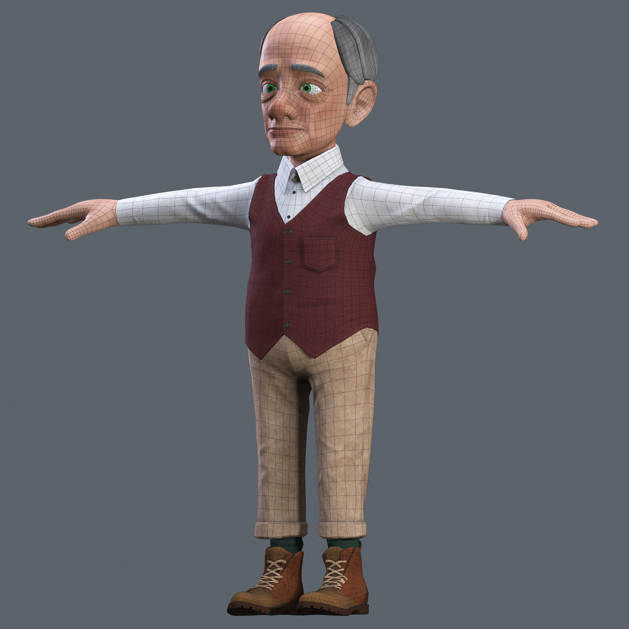 3D model Cartoon Old man GrandPa with Rig VR / AR / low-poly | CGTrader