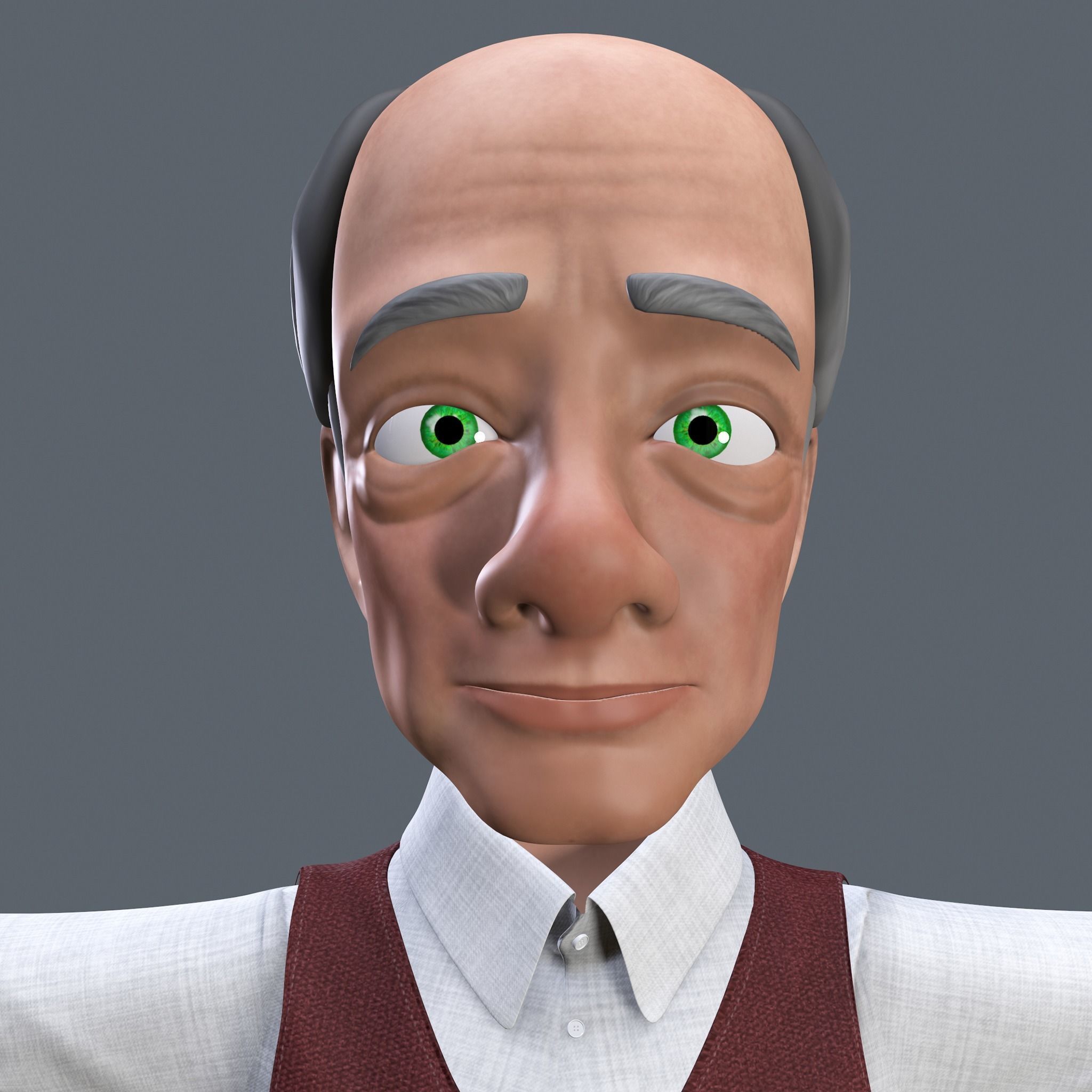 3D model Cartoon Old man GrandPa with Rig VR / AR / low-poly | CGTrader