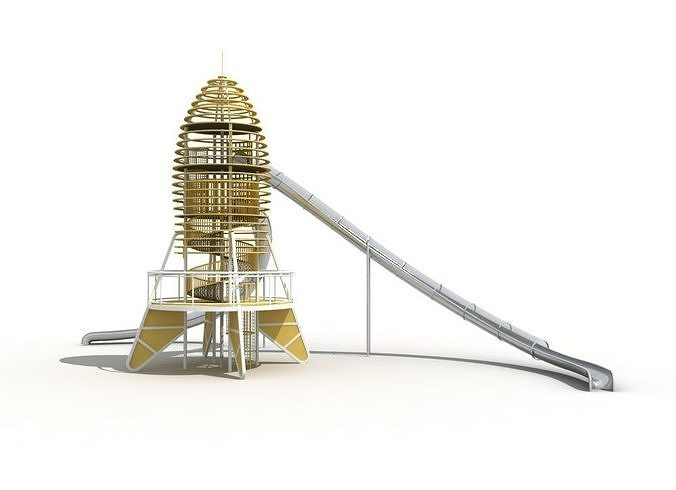 Rocket climbing adventure playground with big slide 3D model | CGTrader