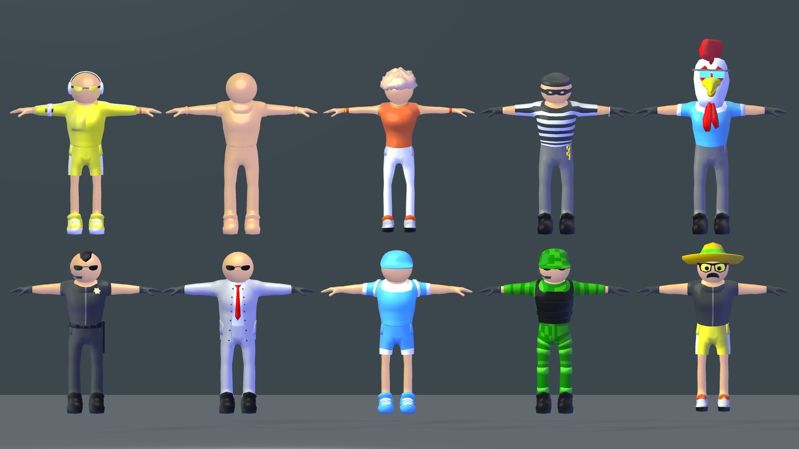 3D model 3D Costumed Character Pack Ragdolls Low Poly Unity Kit Deslab VR / AR / low-poly | CGTrader