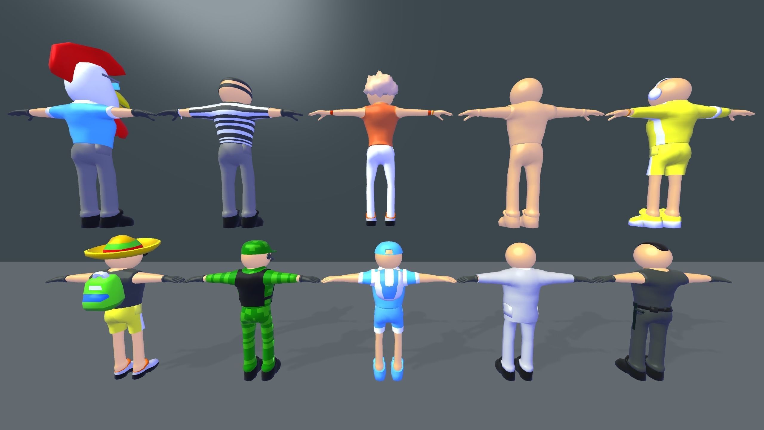3D model 3D Costumed Character Pack Ragdolls Low Poly Unity Kit Deslab VR / AR / low-poly | CGTrader
