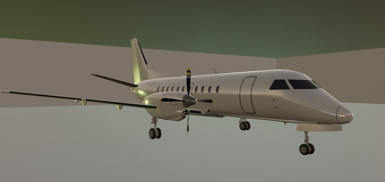 3D model SAAB 340 and 3D Cockpit low poly model with generic livery VR ...
