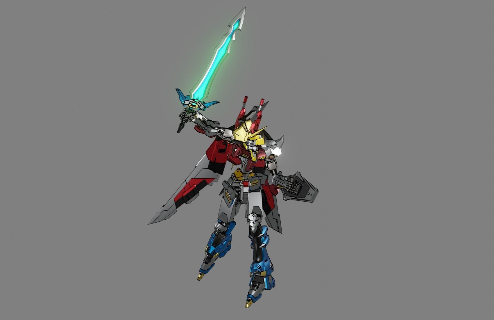 Attacker Gundam 5 A 3D model animated rigged | CGTrader