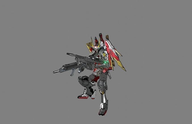 Attacker Gundam 16 A 3D model animated rigged | CGTrader