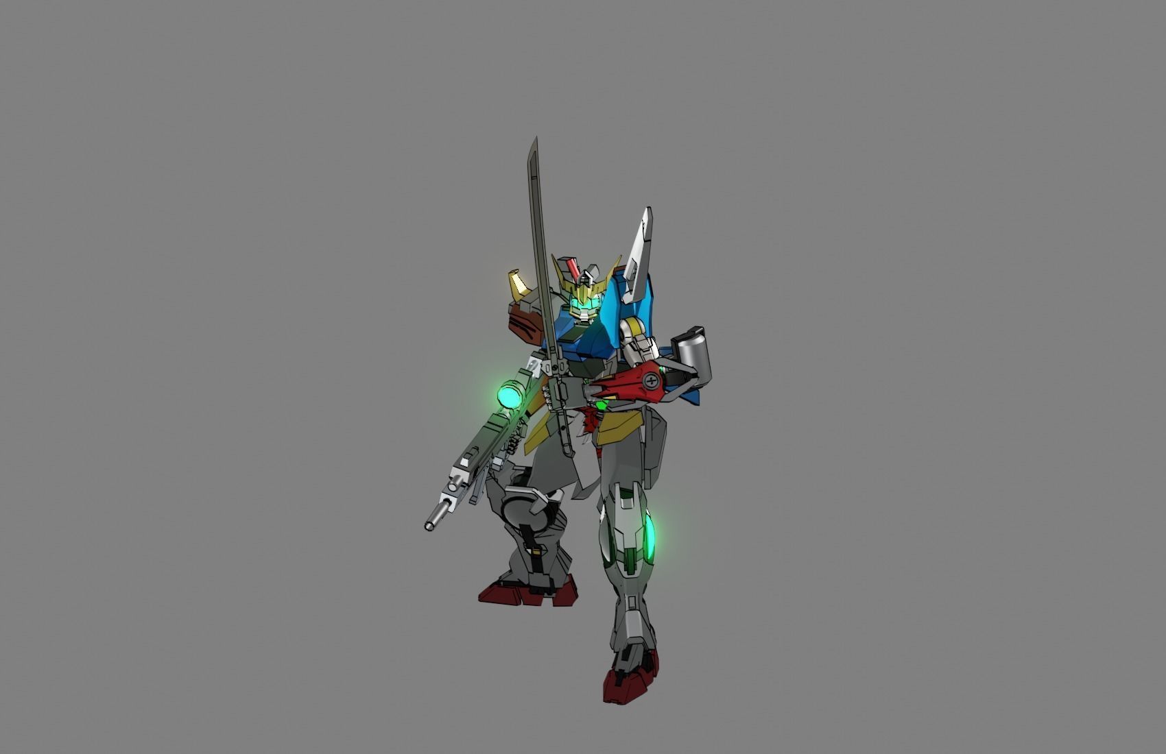 Attacker Gundam 1 A 3D model animated rigged | CGTrader