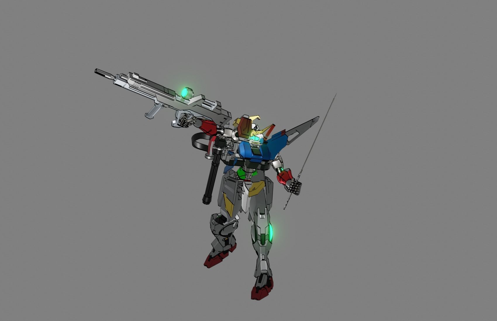 Attacker Gundam 1 A 3D model animated rigged | CGTrader