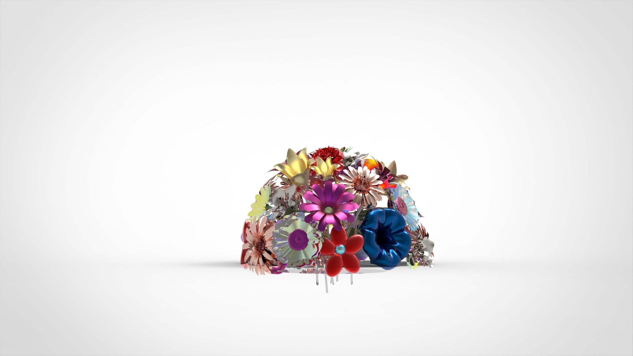 Flowers Ball Sculpture 3D model | CGTrader