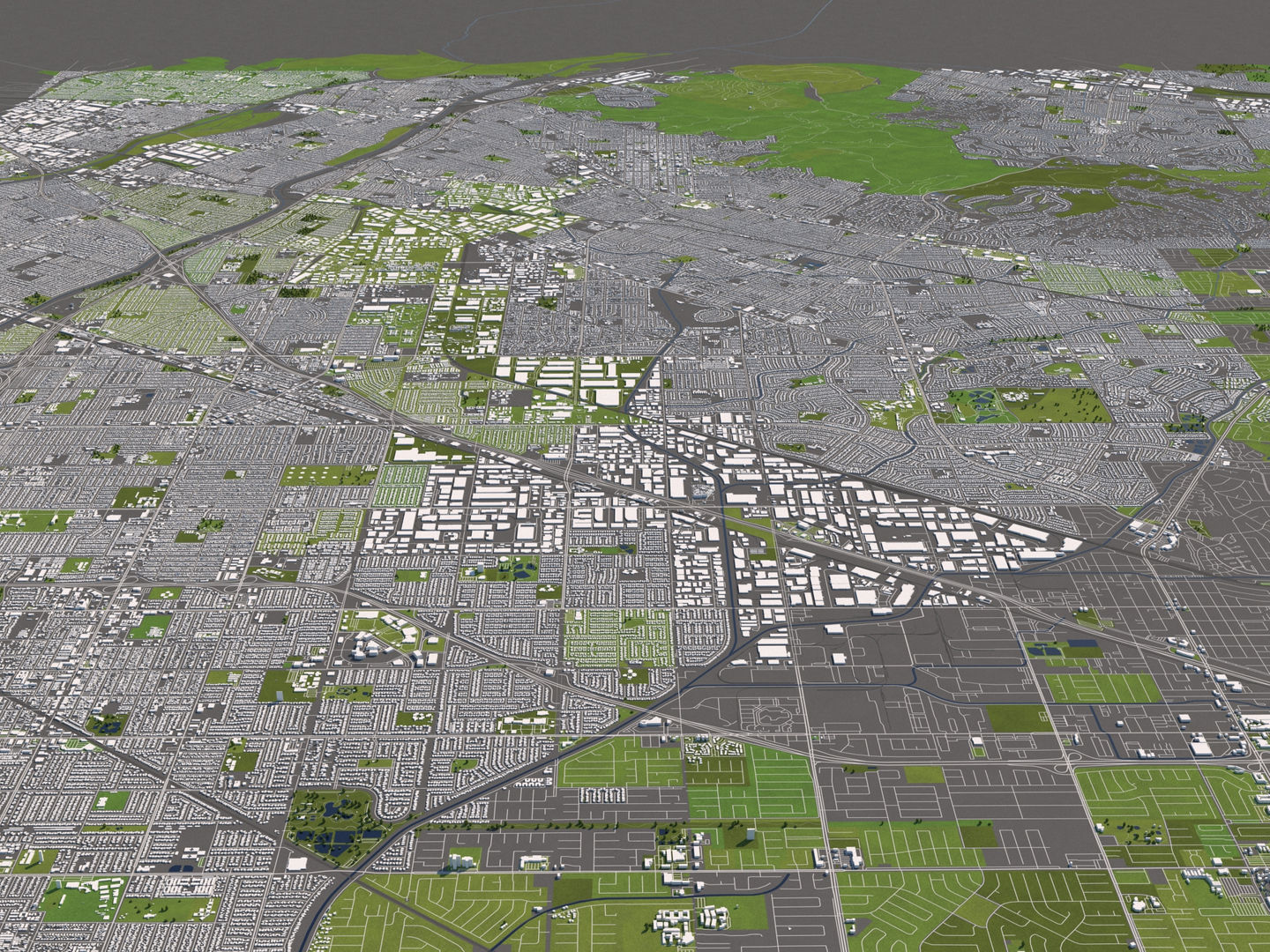 Anaheim 50x50km City Map Model 3D model | CGTrader