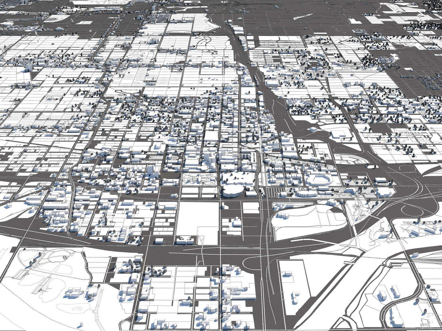 Oklahoma City 50x50km City Map Model 3D model | CGTrader