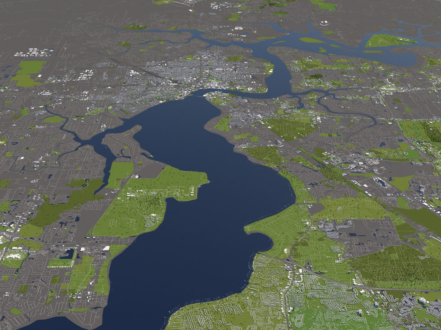 Jacksonville 50x50km City Map Model 3D model | CGTrader
