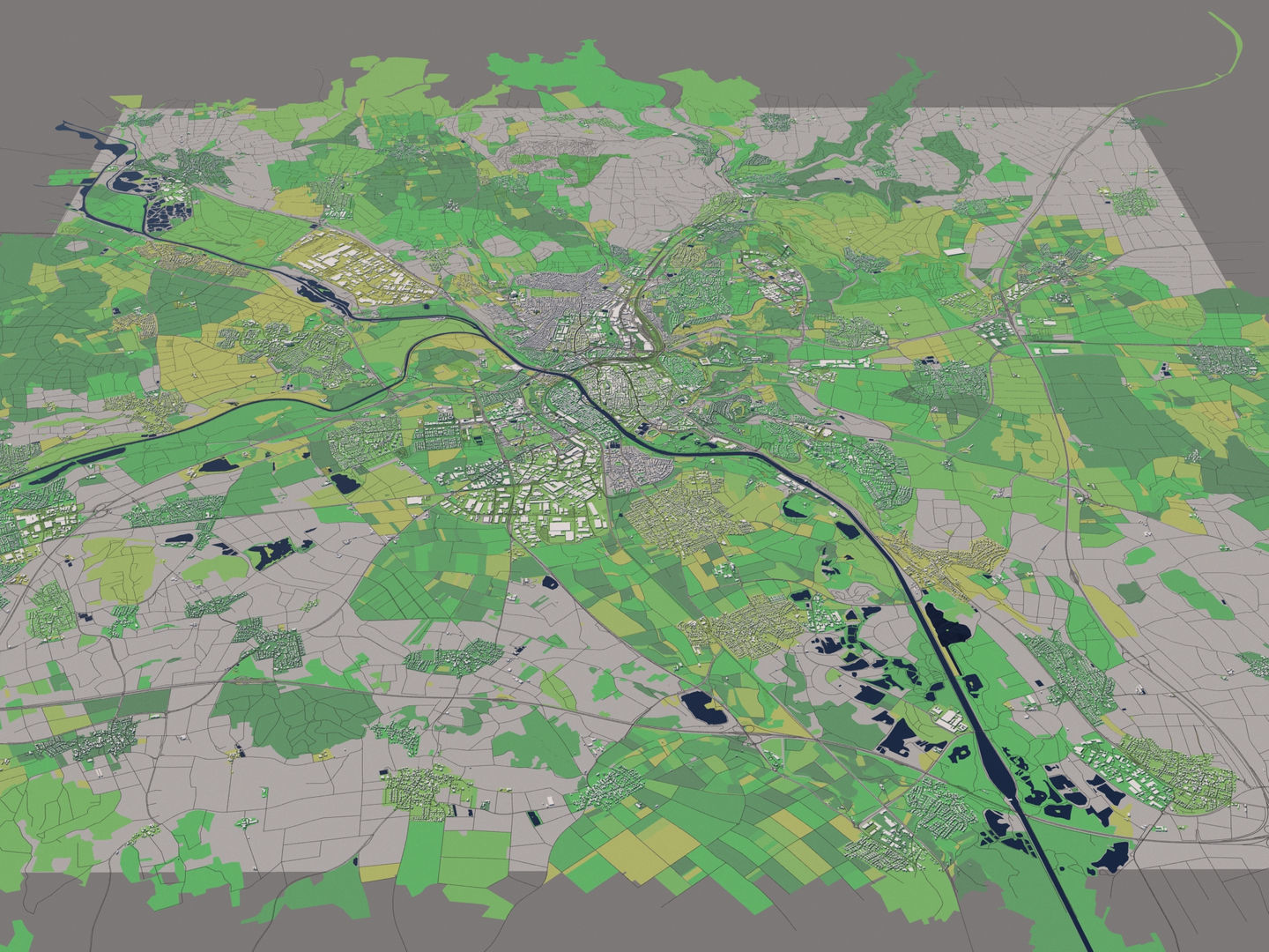 Ulm Germany 30x30km City Map 3D model | CGTrader