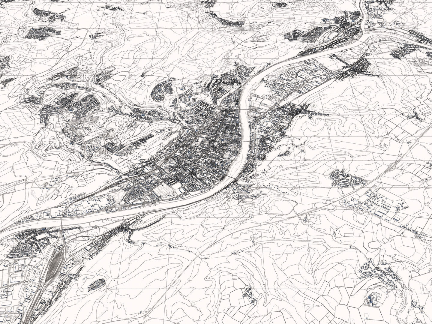 Trier Germany 30x30km City Map 3D model | CGTrader