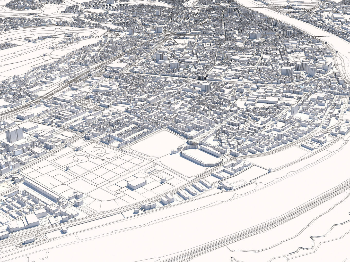 Trier Germany 30x30km City Map 3D model | CGTrader