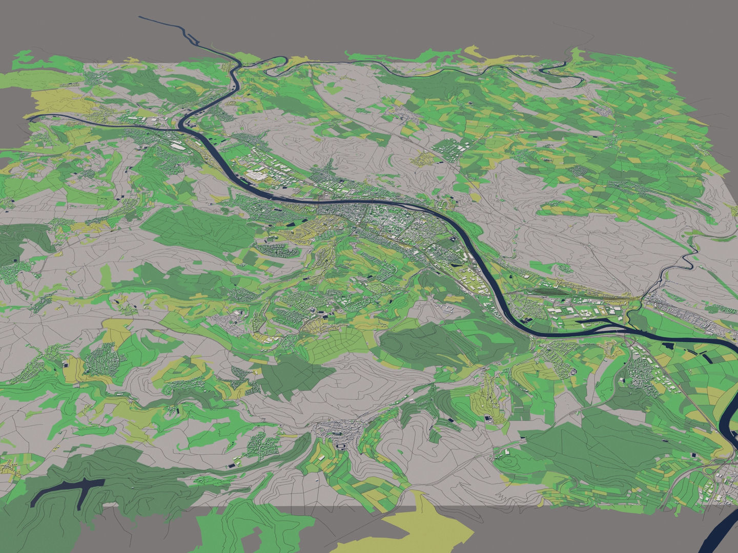 Trier Germany 30x30km City Map 3D model | CGTrader