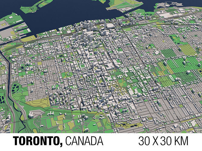 Toronto 30x30km City Map 3D model | CGTrader