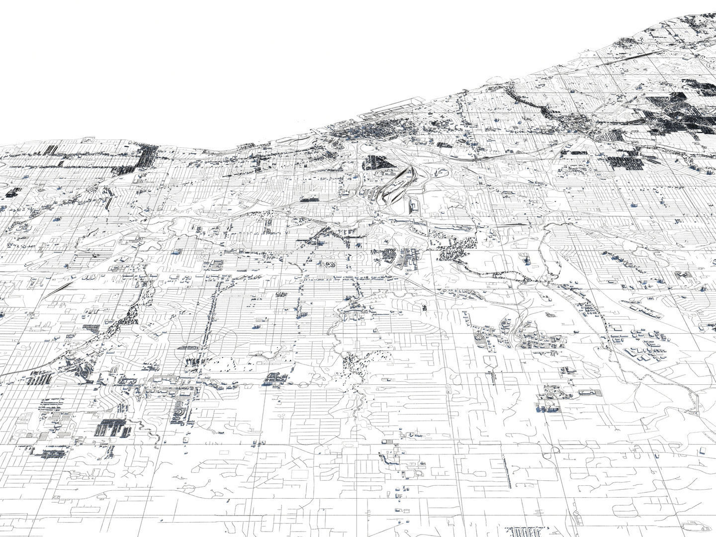 Cleveland 50x50km City Map 3D model | CGTrader