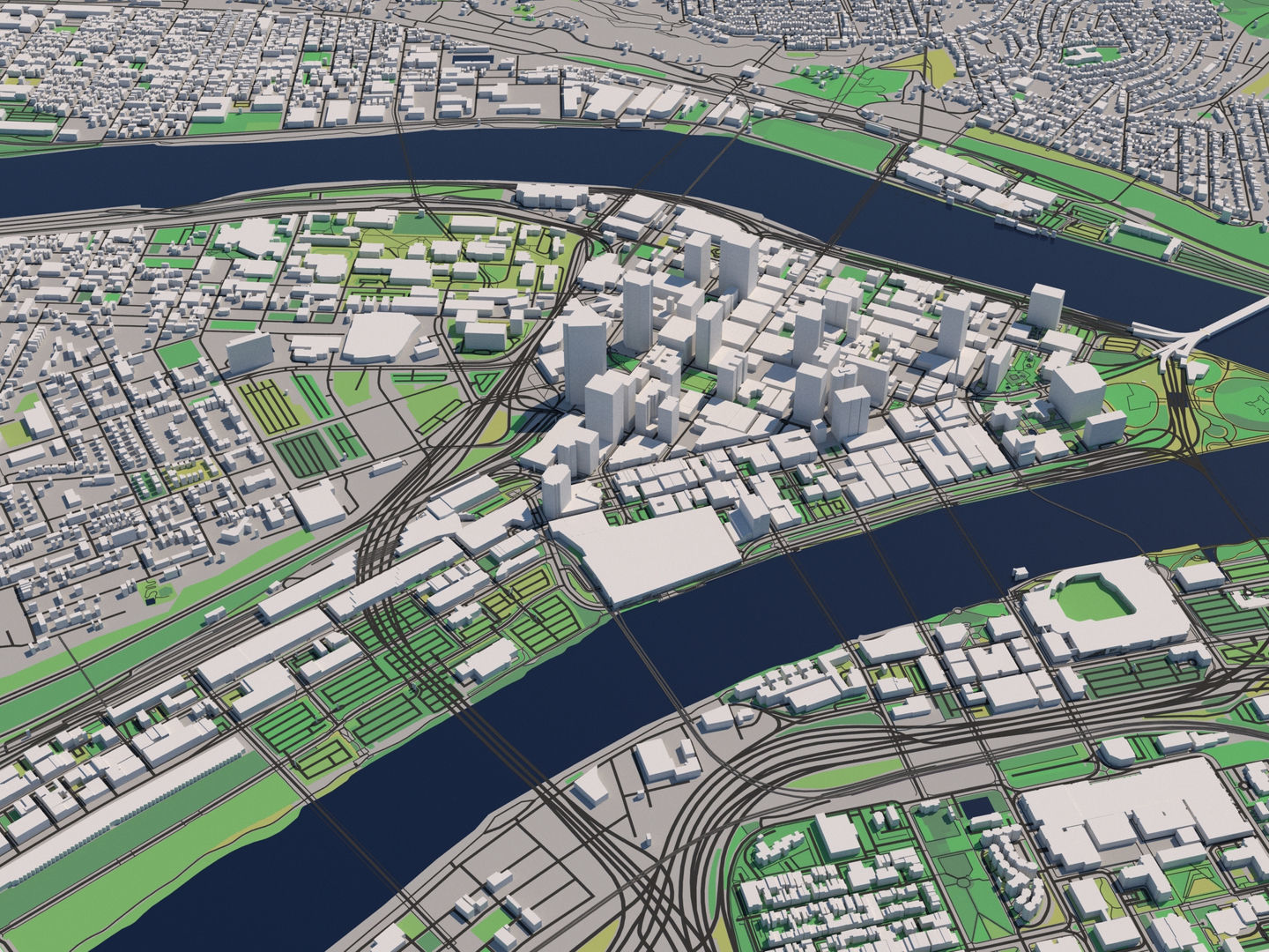 Pittsburgh 30x30km City Map 3D model | CGTrader