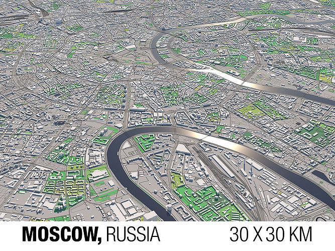 Moscow Russia 30x30km City Map 3D model | CGTrader