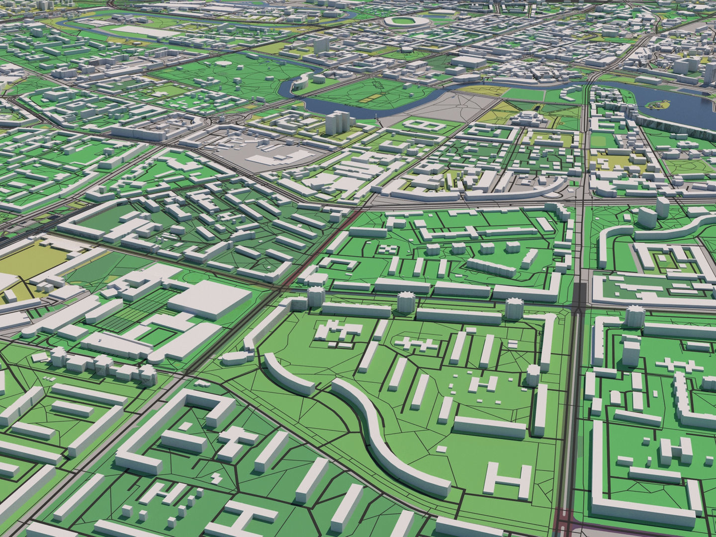 Minsk Belarus 30x30km City Map 3D model | CGTrader