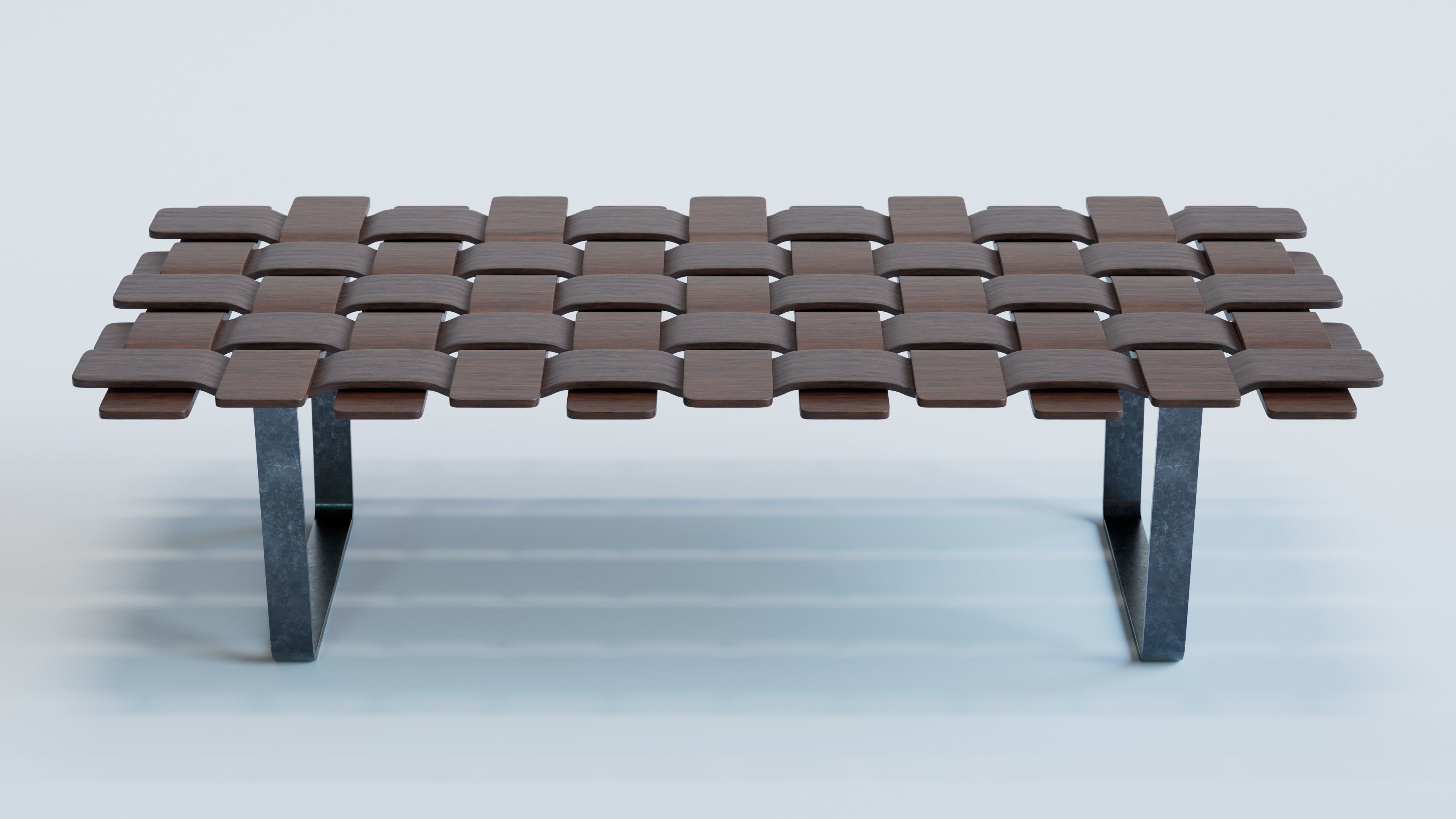 Walnut Grid Bench 3D model | CGTrader