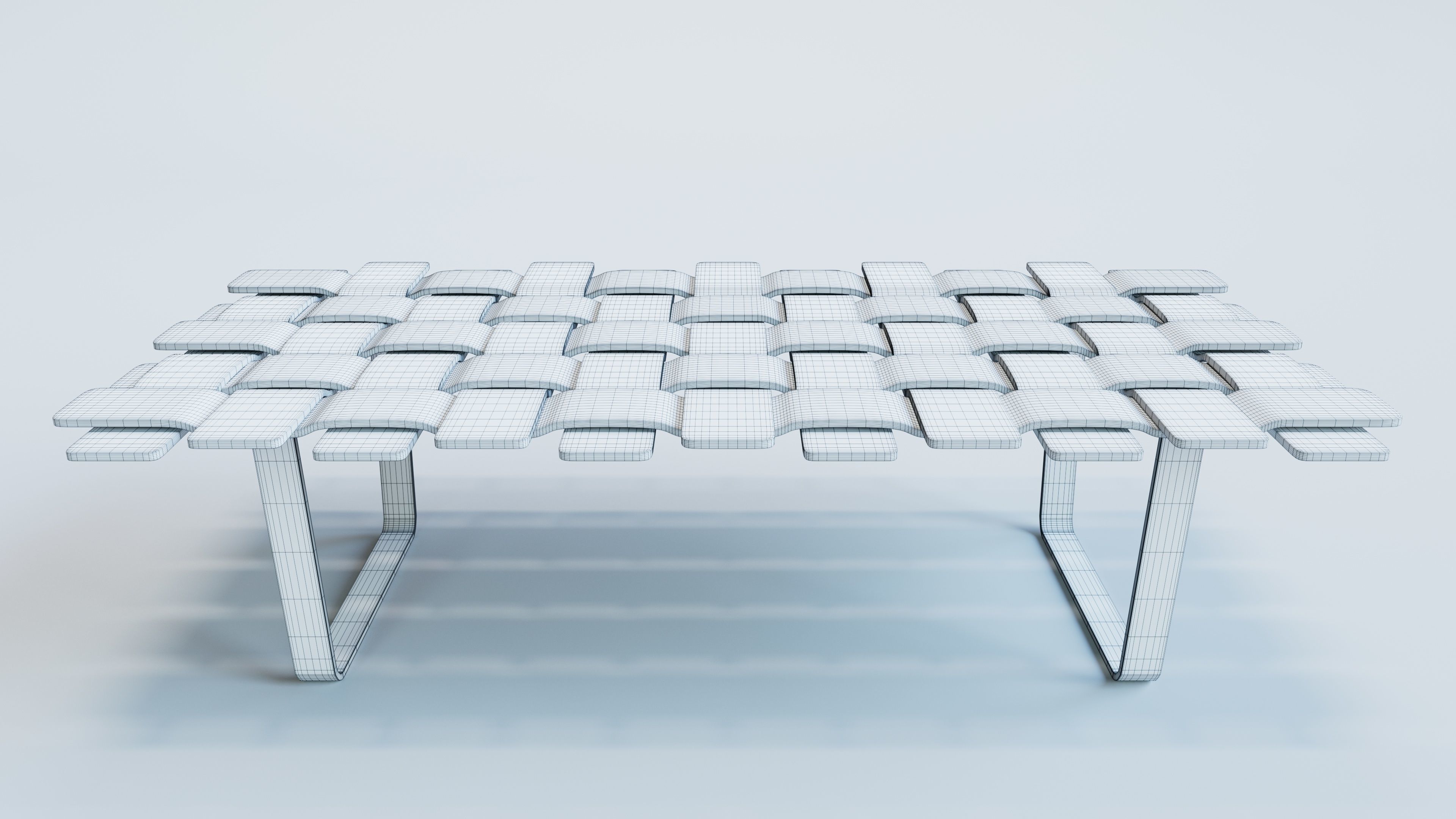 Walnut Grid Bench 3D model | CGTrader