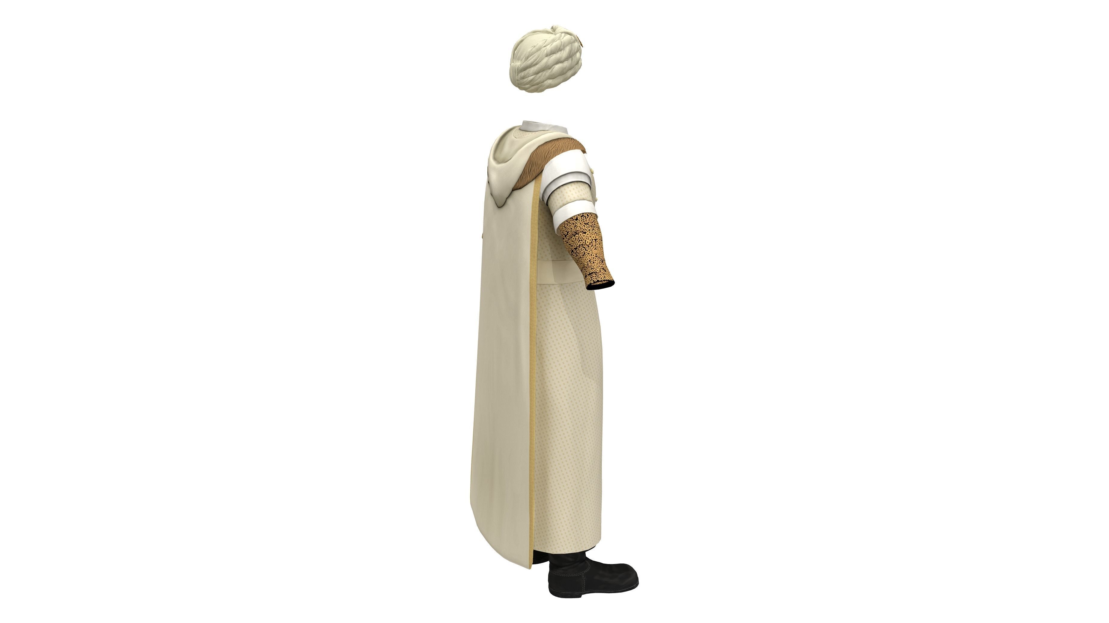3D model Full Ottoman Prince Sultan Outfit Costume VR / AR / low-poly ...