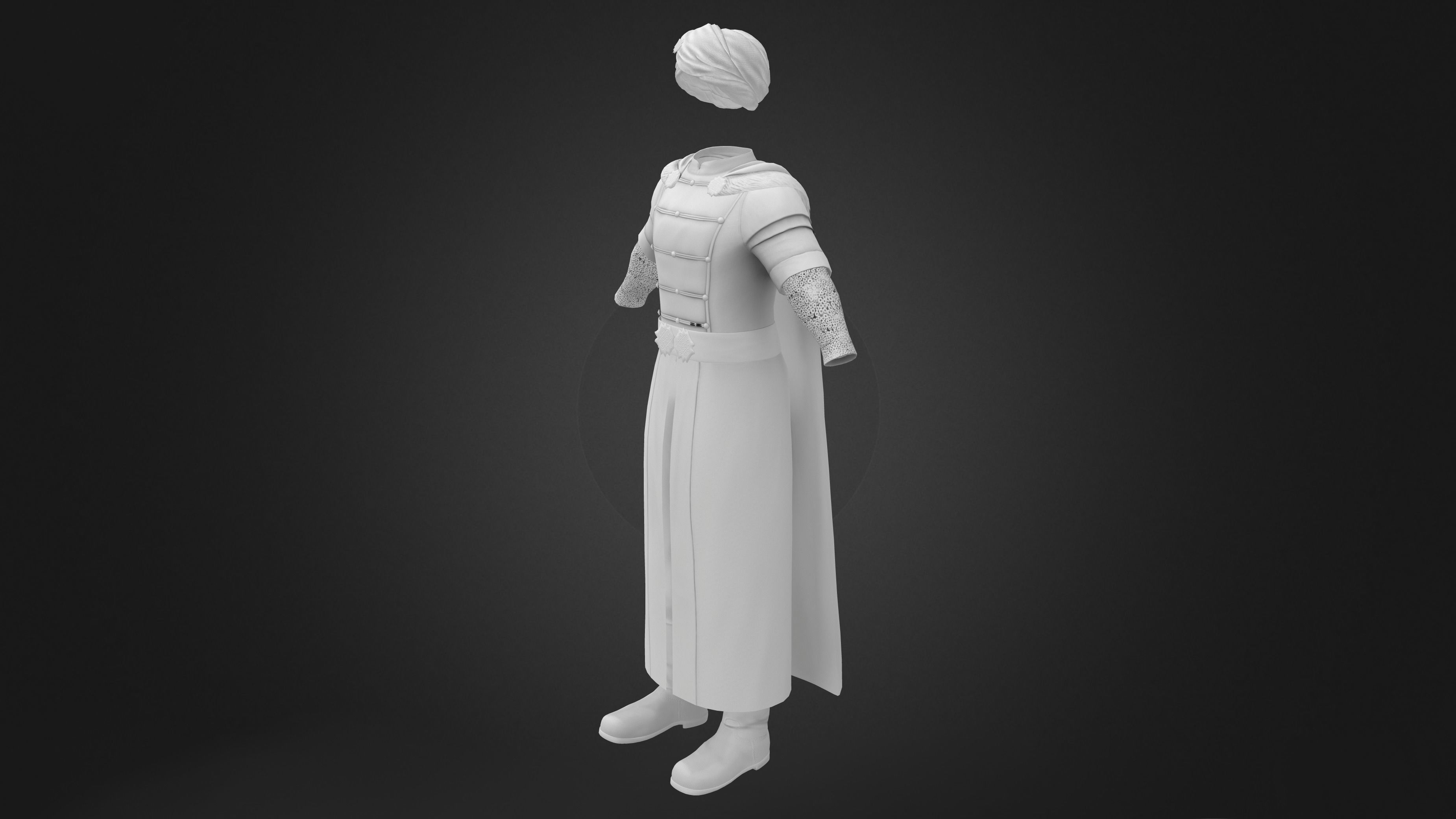 3D model Full Ottoman Prince Sultan Outfit Costume VR / AR / low-poly ...